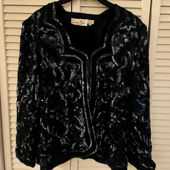 Jackets & Coats | Vintage Navy Blue Sequin Jacket | Poshmark